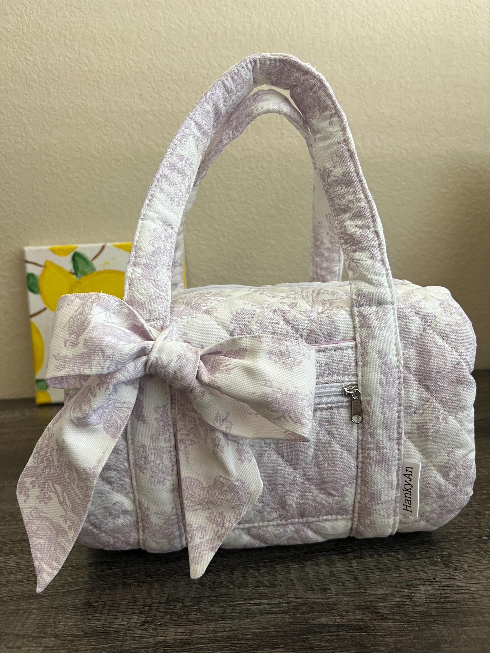 Floral Quilted Duffle Bag Travel Bag With Bow Cotton Toiletry Bag Cute ...