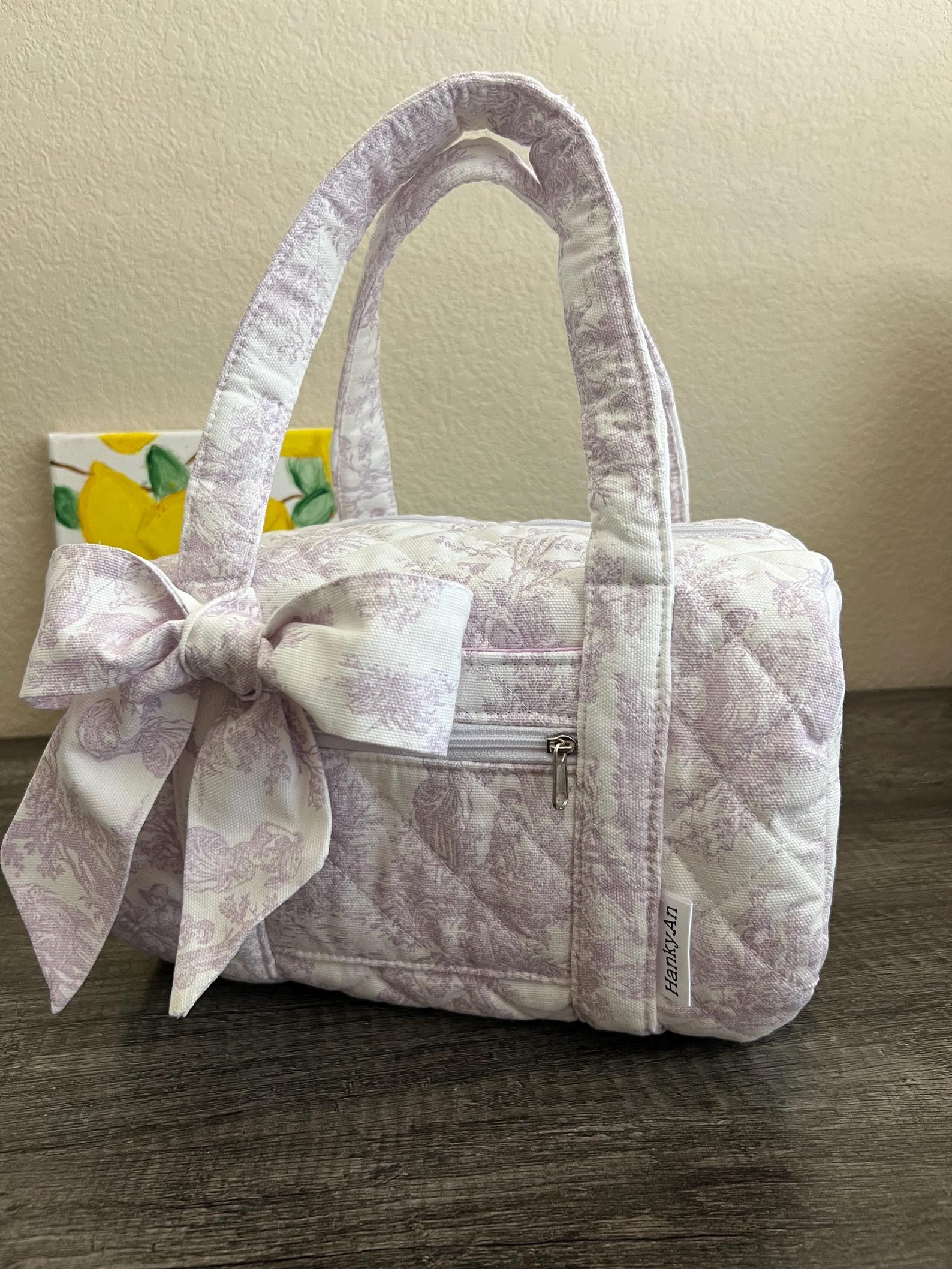 Floral Quilted Duffle Bag Travel Bag With Bow Cotton Toiletry Bag Cute ...