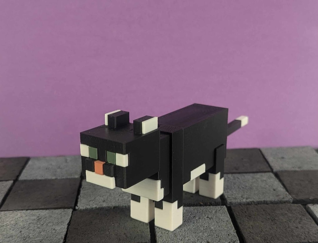 Minecraft-style Tuxedo Cat || 3D Printed Figurines || Gamer Gift ...