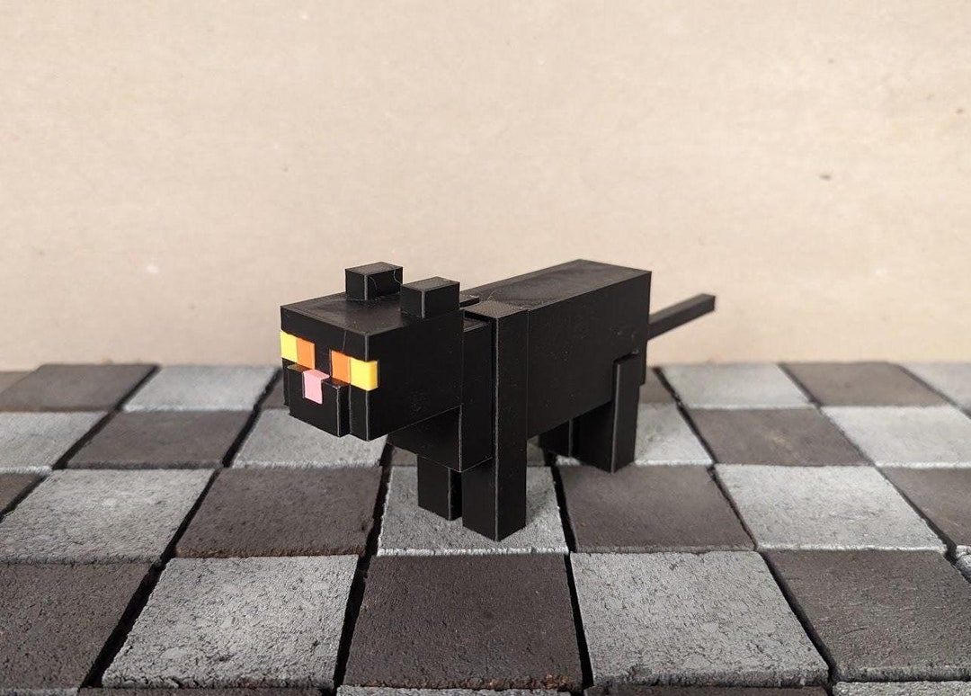 Minecraft-style Black Cat || 3D Printed Figurines || Gamer Gift ...