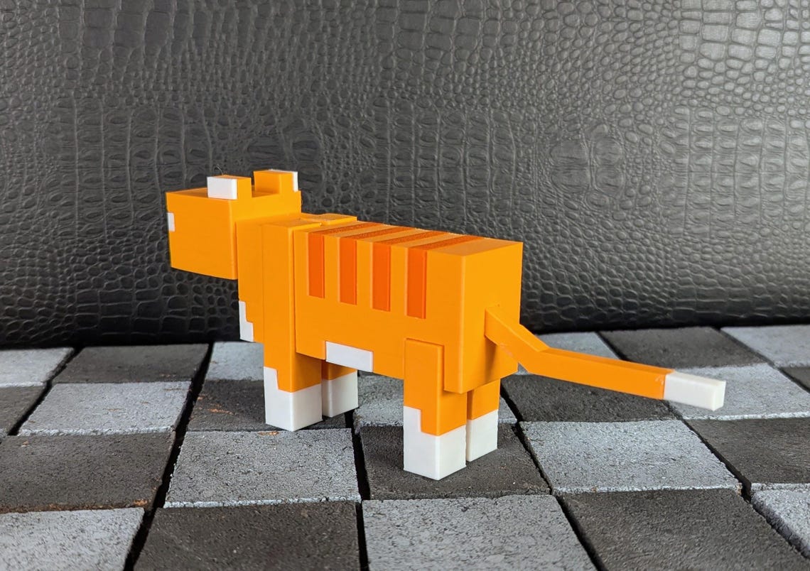 Minecraft-style Orange Cat || 3D Printed Figurines || Gamer Gift ...