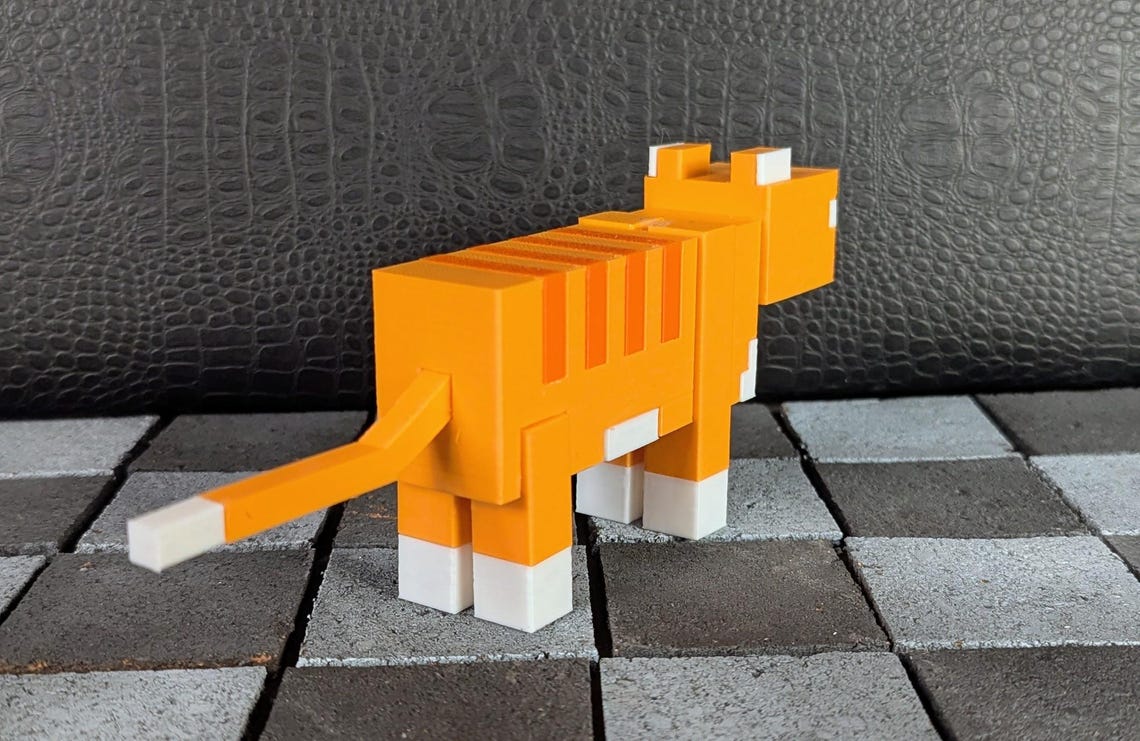 Minecraft-style Orange Cat || 3D Printed Figurines || Gamer Gift ...
