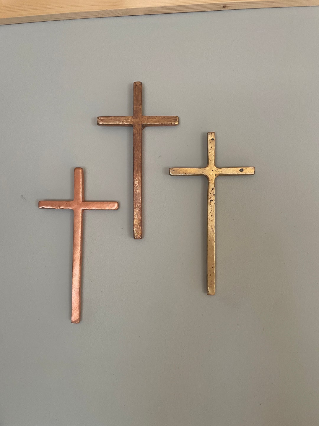 Wall Crosses, Copper, Bronze, Brass. Large Crosses. 3 Cross Set ...