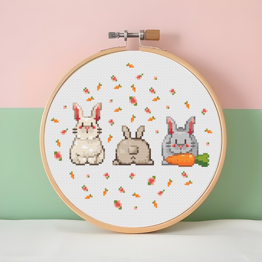 Three Bunnies Rabbits Cross Stitch Pattern PDF, Digital File Only - Etsy