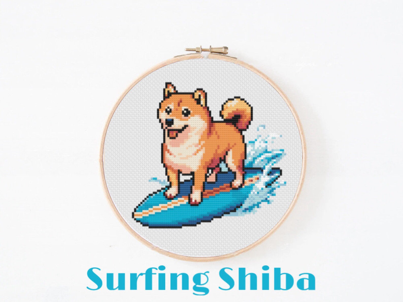 Surfing Shiba Inu Cross Stitch Pattern PDF, Digital File Only - Etsy