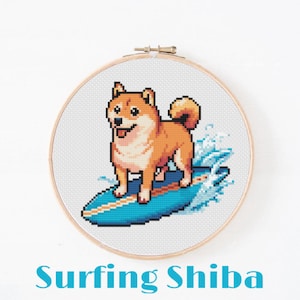 Surfing Shiba Inu Cross Stitch Pattern PDF, Digital File Only - Etsy