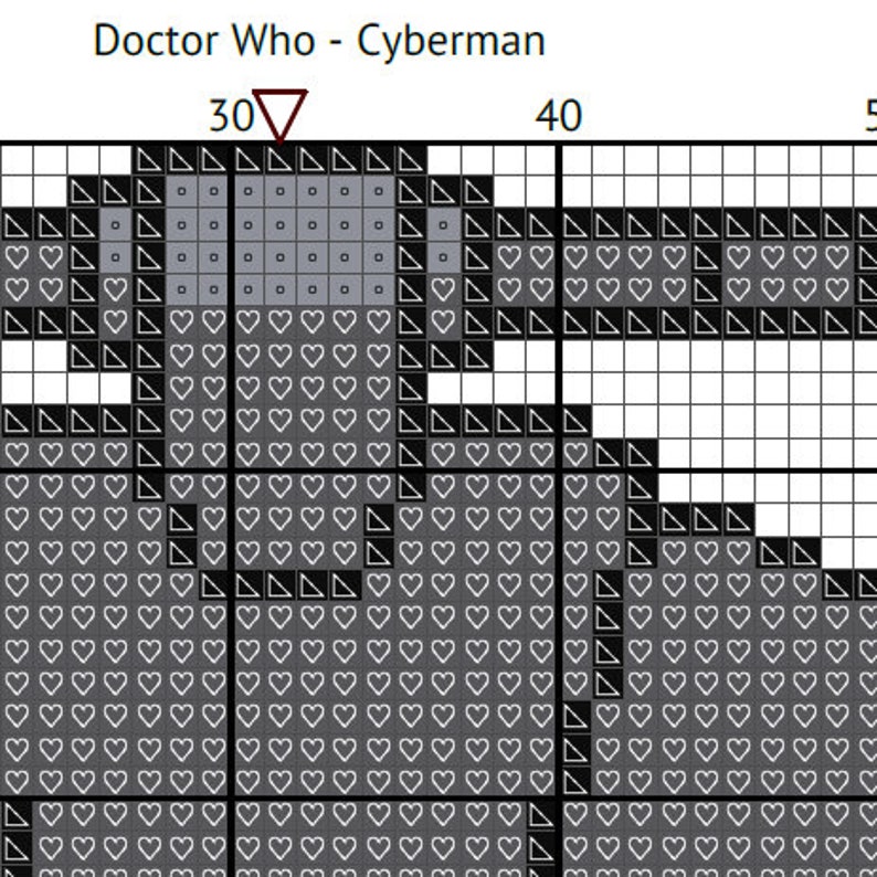 Cyberman - Doctor Who - Cross Stitch Pattern | Instant Downloadable PDF ...