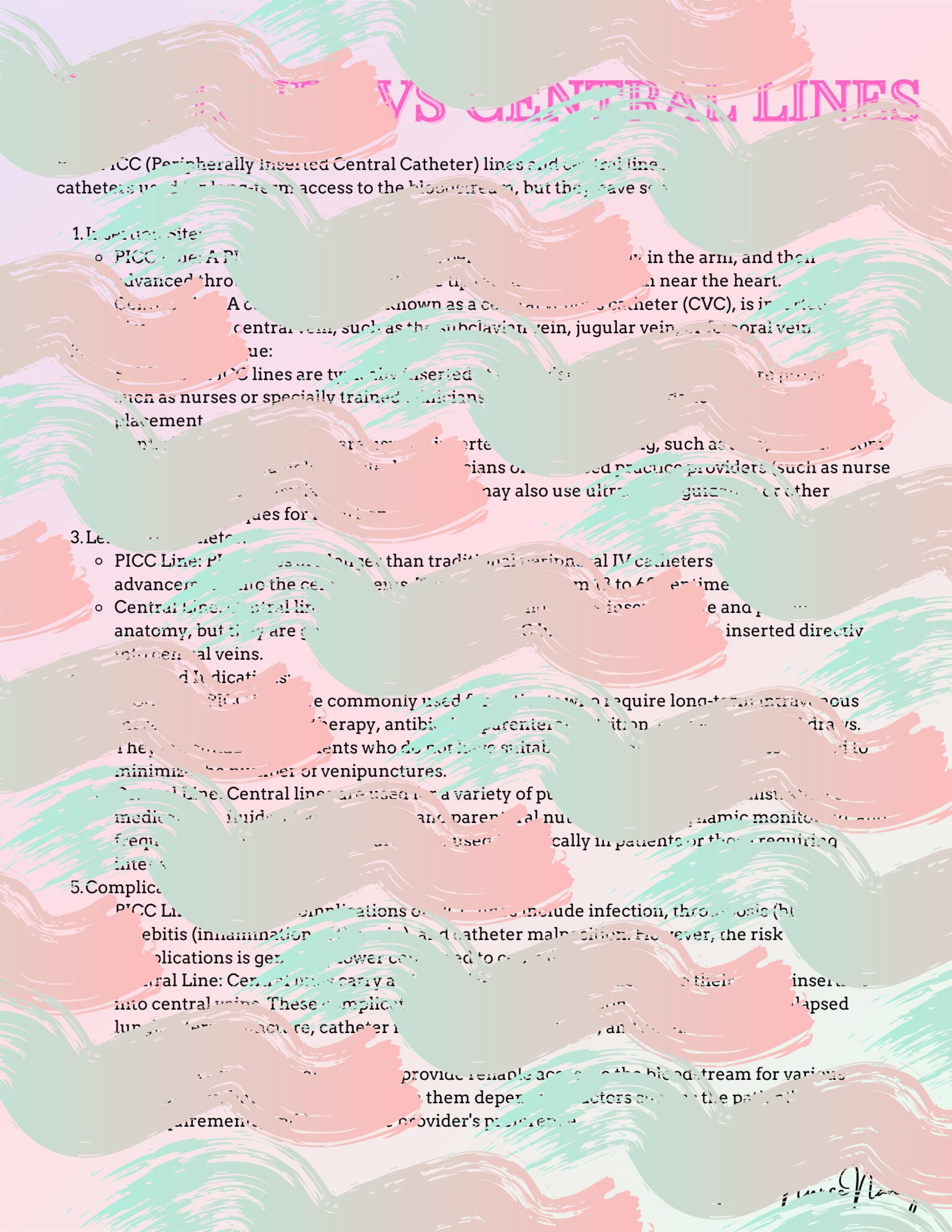 PICC Line Vs Central Line digital Download - Etsy