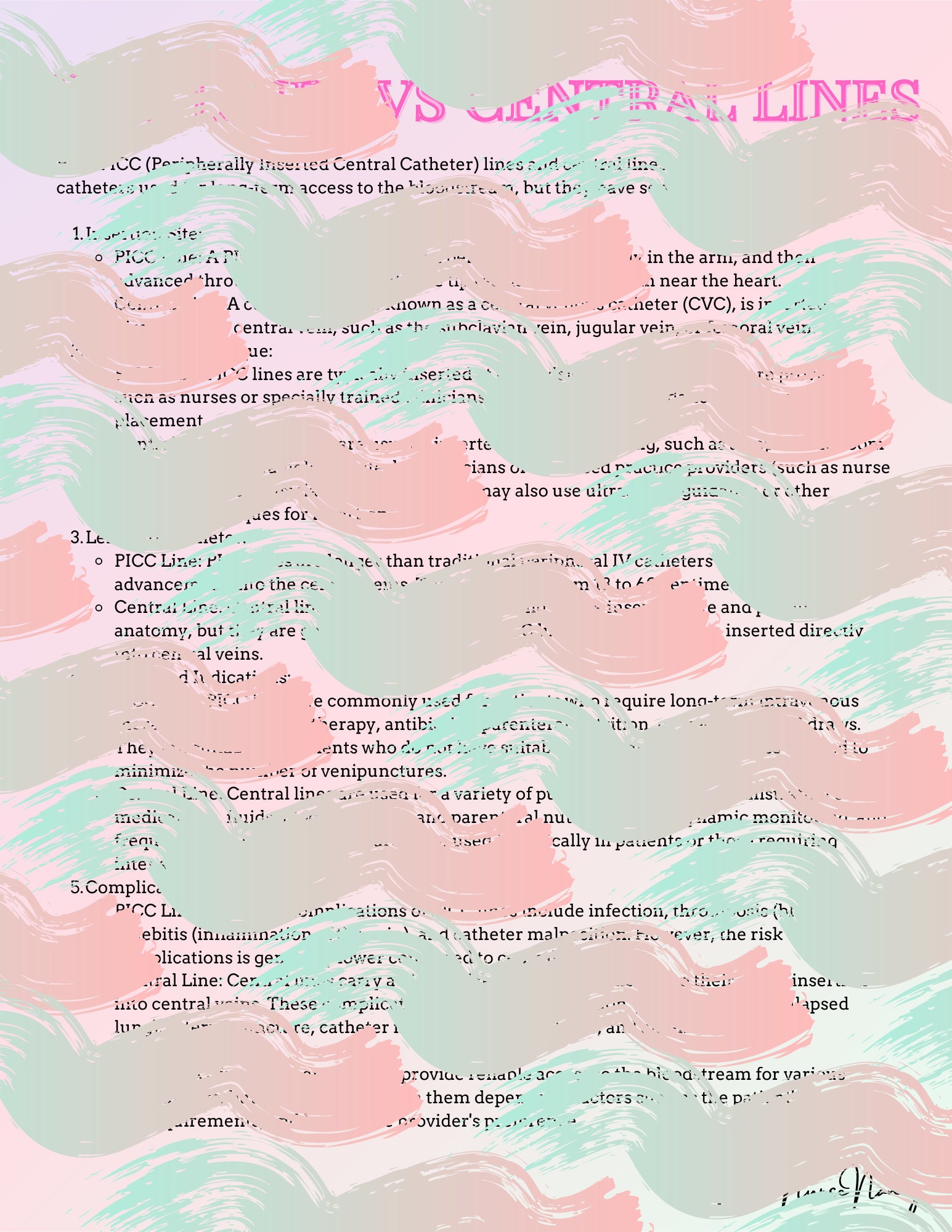 PICC Line Vs Central Line digital Download - Etsy