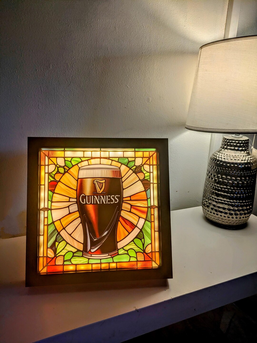 Guinness Stained Glass Style Light up Frame, USB Powered Lightbox With ...