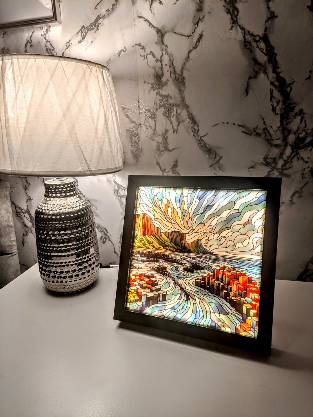 Giants Causeway Stained Glass Style Light up Frame, USB Powered ...