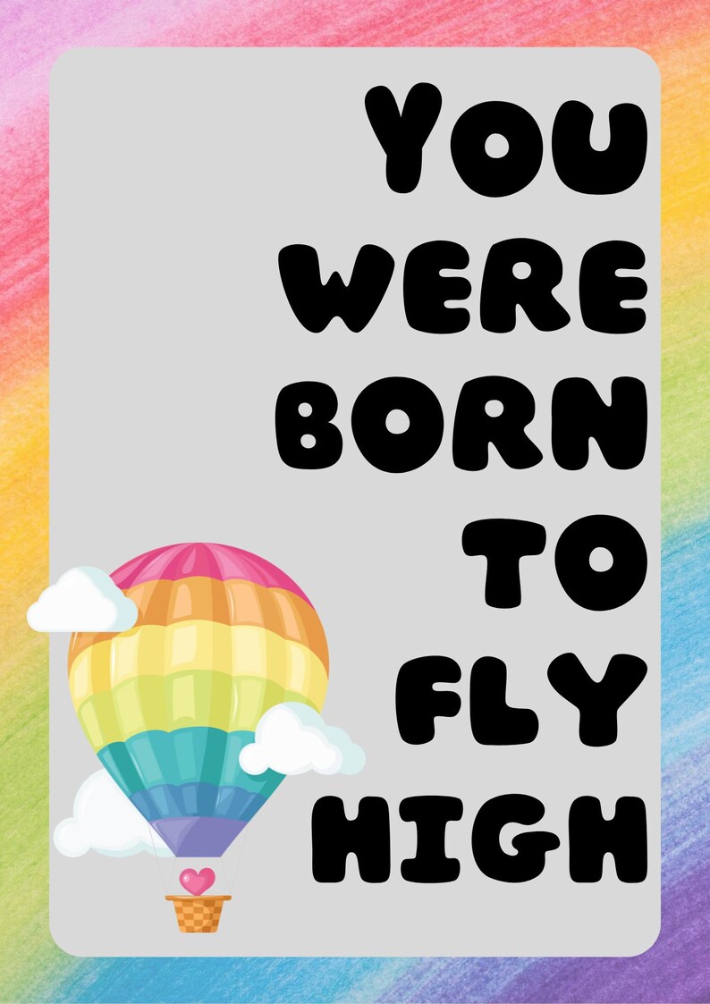 Encouraging Hot Air Balloon Themed Posters - Etsy