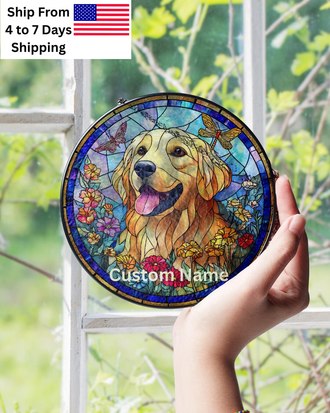 Custom Golden Retriever Glass Suncatcher: Pet Lover Gift - Etsy
