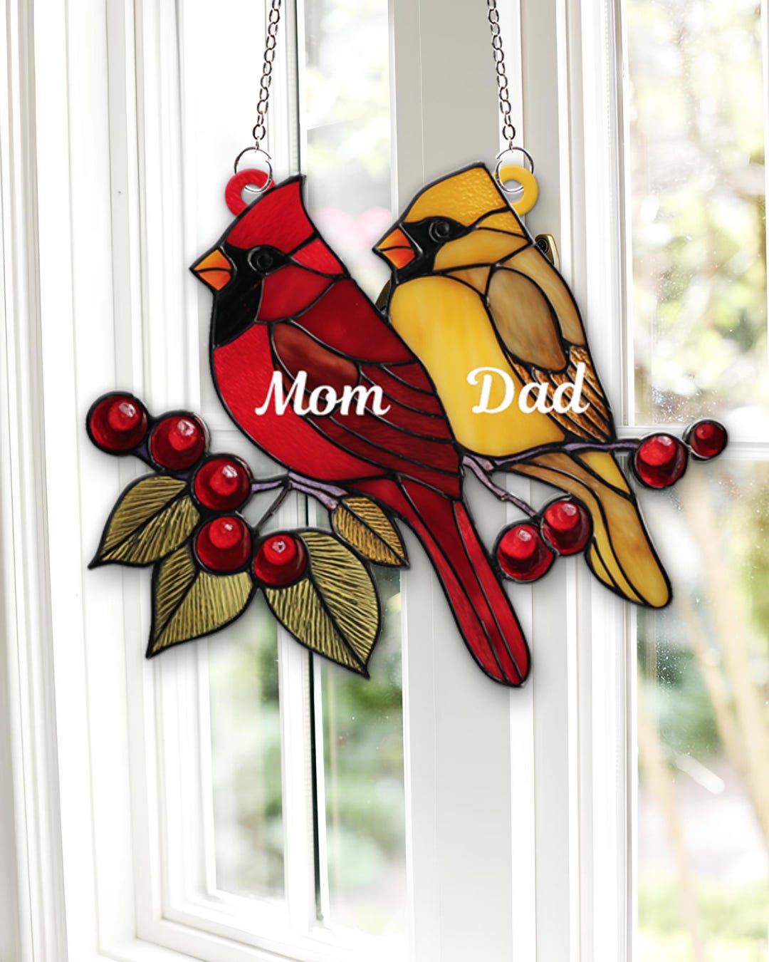 Red Cardinal Suncatcher, Christmas Gift, Personalized Memorial ...