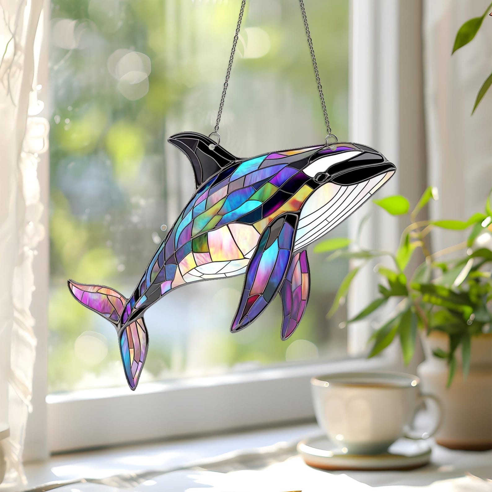 Orca Suncatcher, Orca Whale Acrylic Window Hanging, Memorial Decoration ...