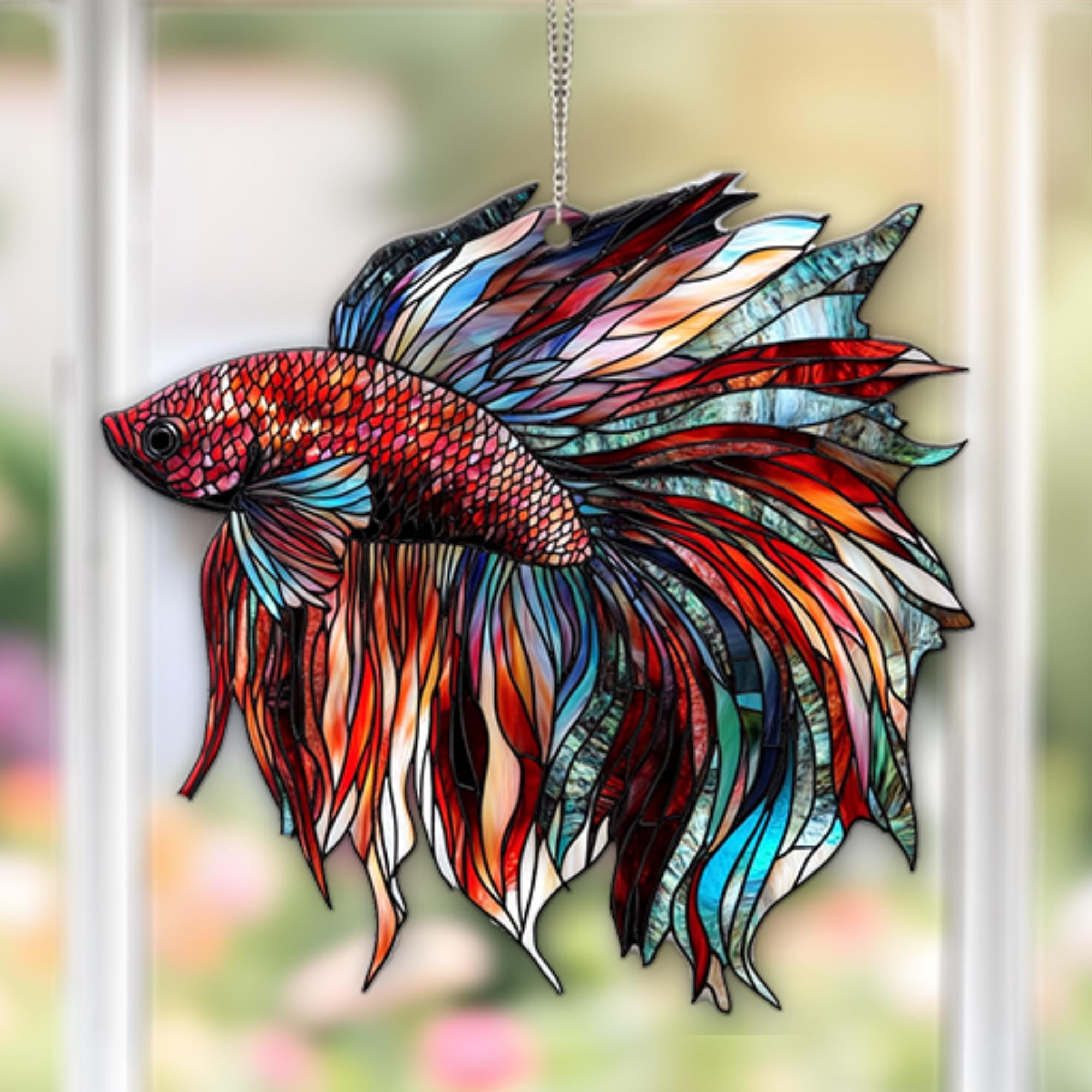 Betta Fish Acrylic Window Hanging: Colorful Ocean Decor - Etsy