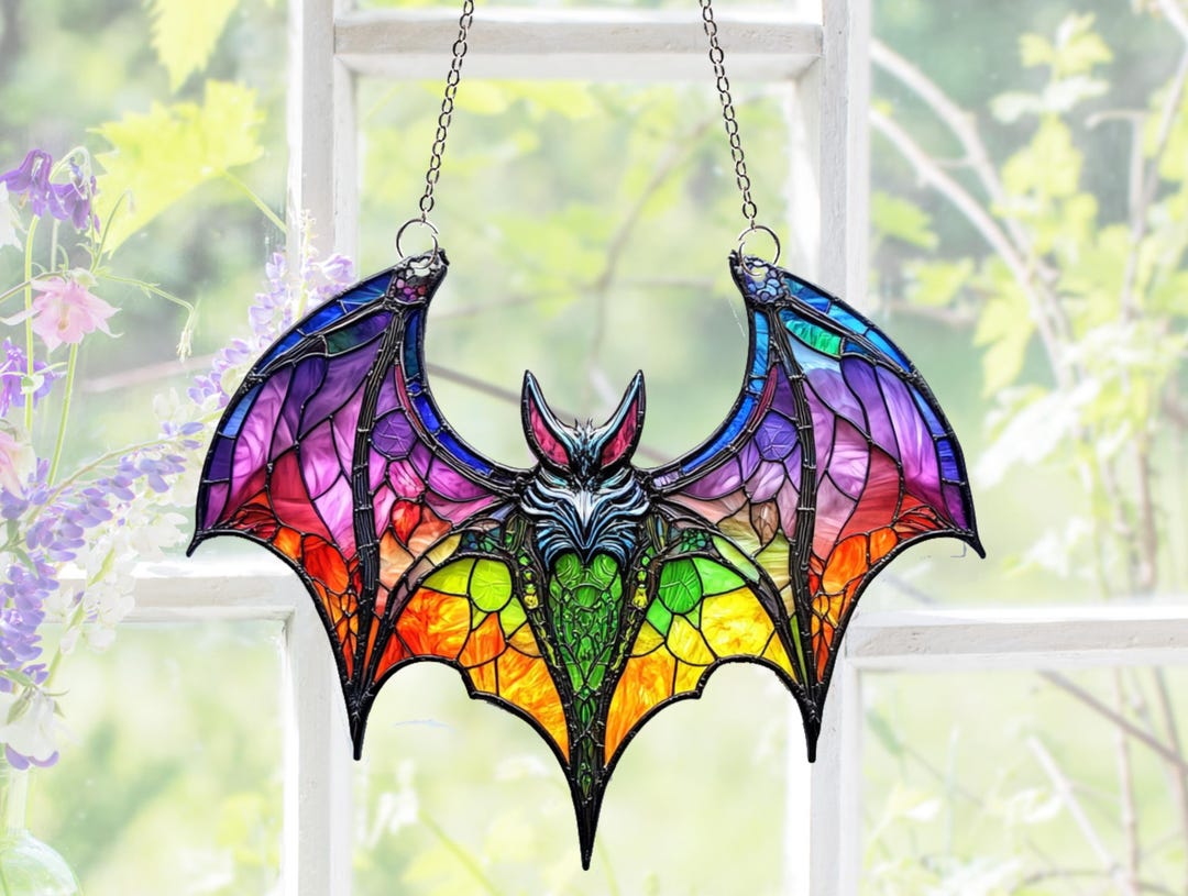 Gothic Bat Suncatcher Acrylic Bat Window Hanging Spooky Halloween Decor ...
