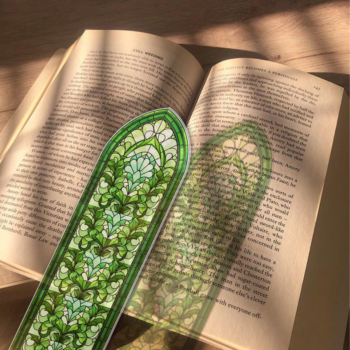 Emerald Green Stained Glass Style Cathedral Window Bookmark for Book ...