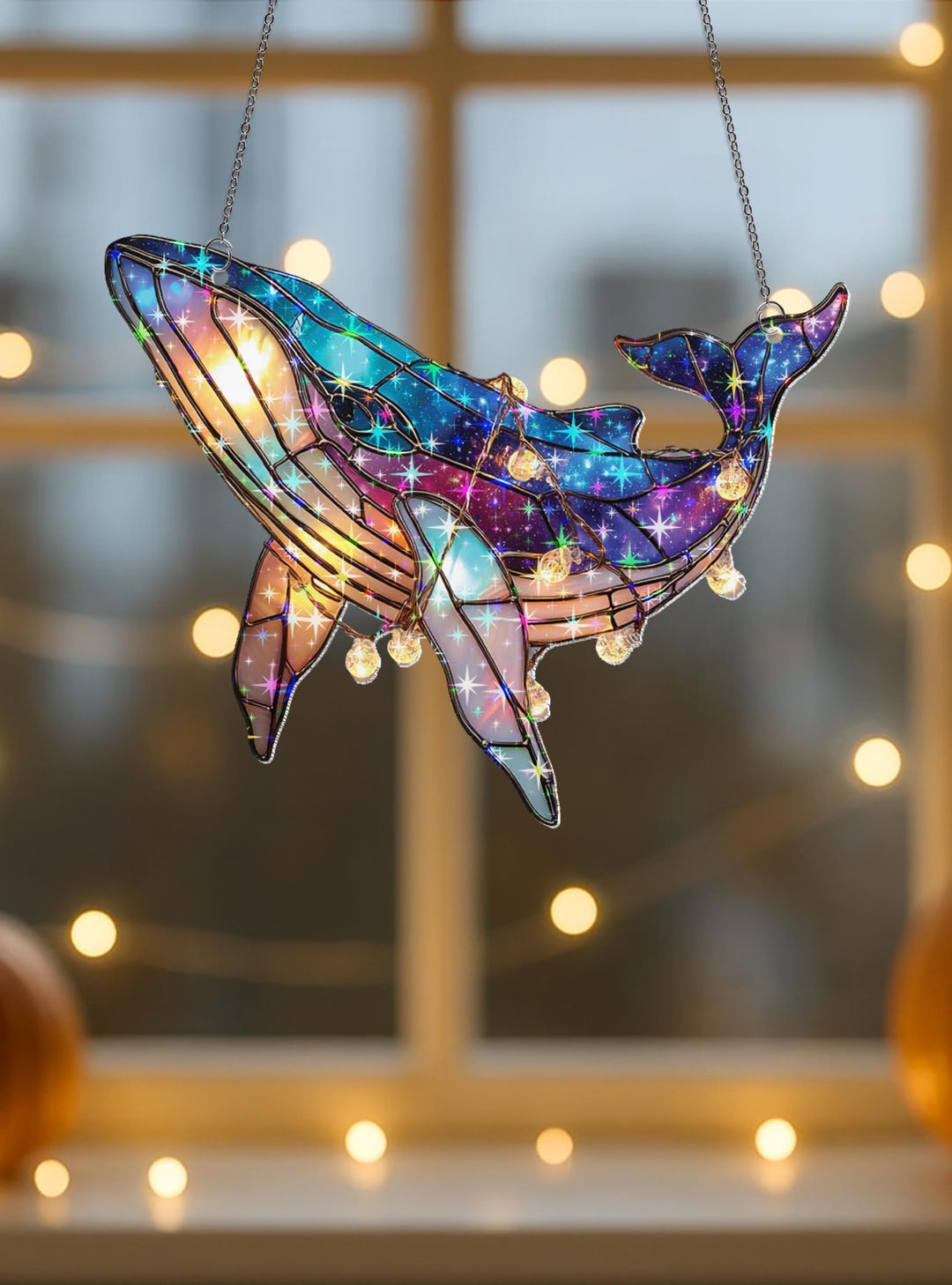 Orca Starbrust Christmas Suncatcher, Orca Whale Acrylic Window Hanging ...