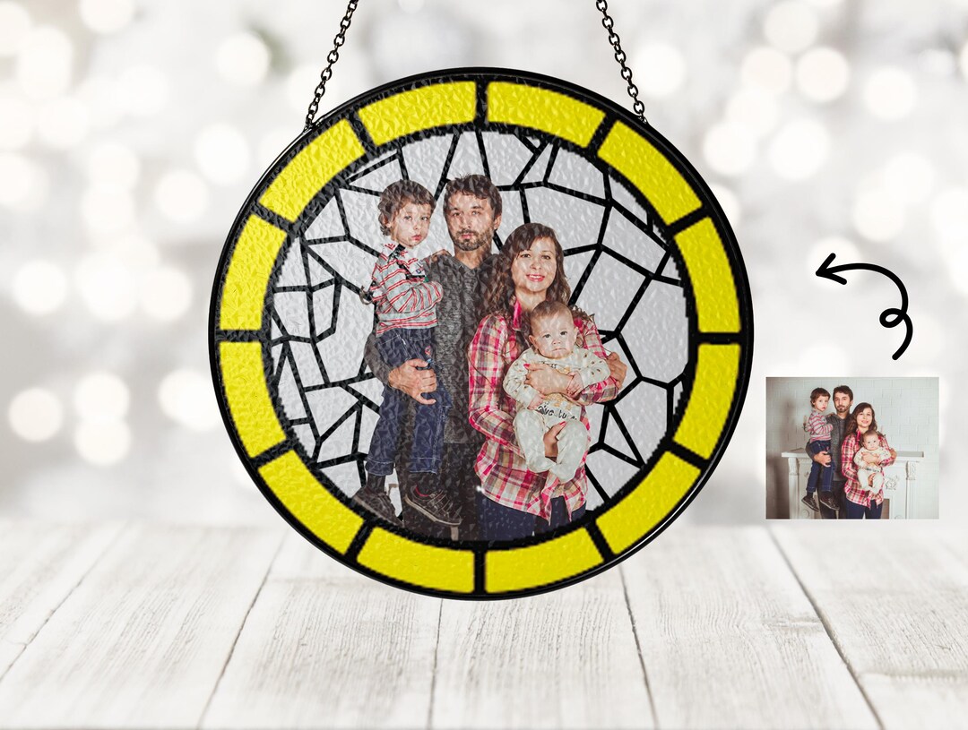 Custom Family Portrait Suncatcher: Personalized Stained Glass Window ...