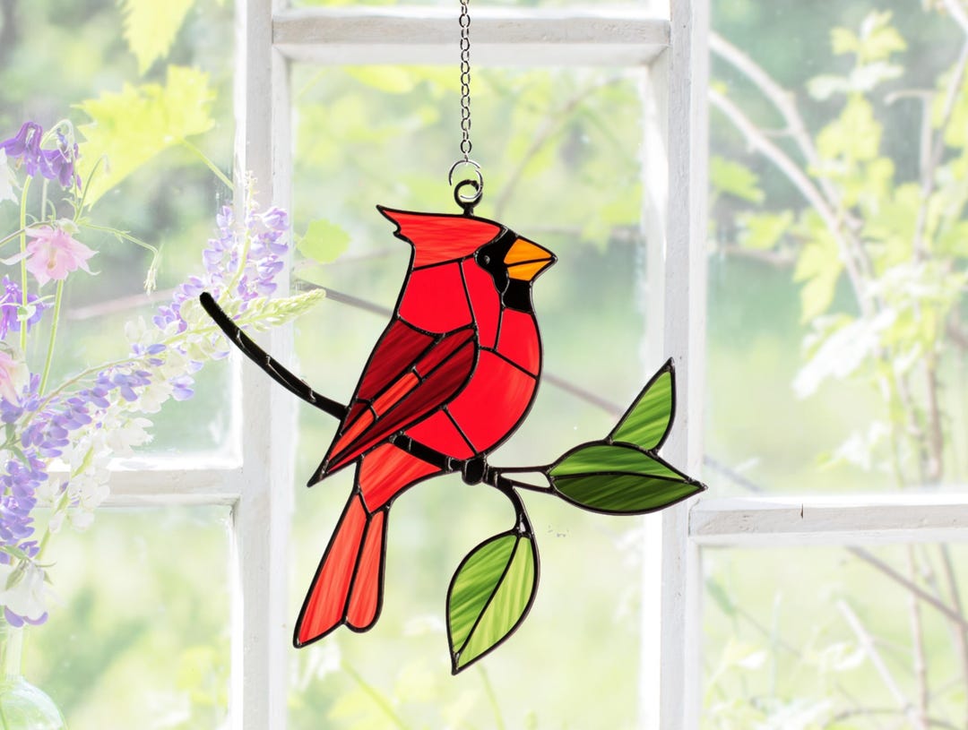 Red Cardinal Suncatcher, Mom Gift, Cardinals Acrylic Window Hangings ...