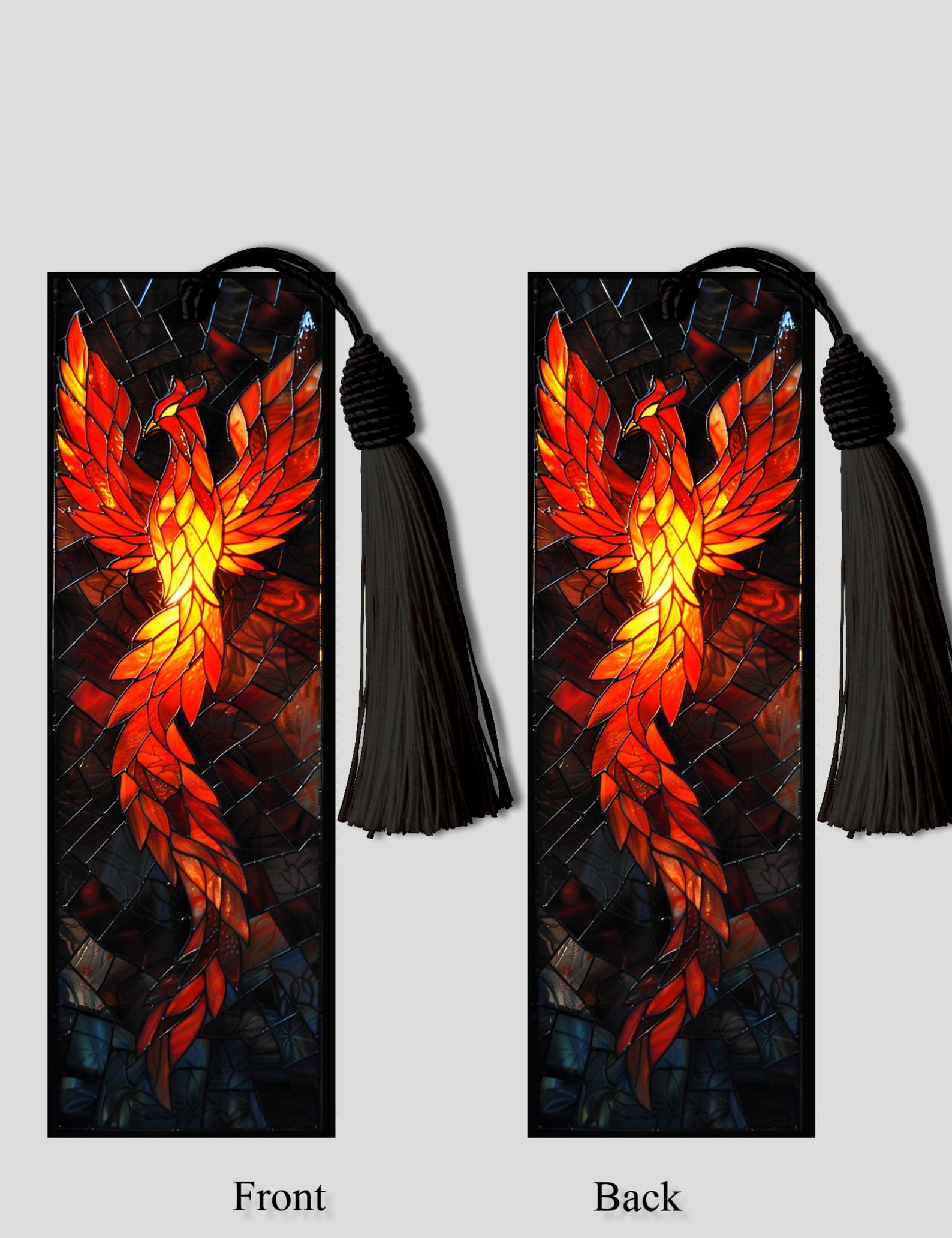 Phoenix Stained Glass Style Bookmark: Fantasy Bird Art, Unique Reading ...