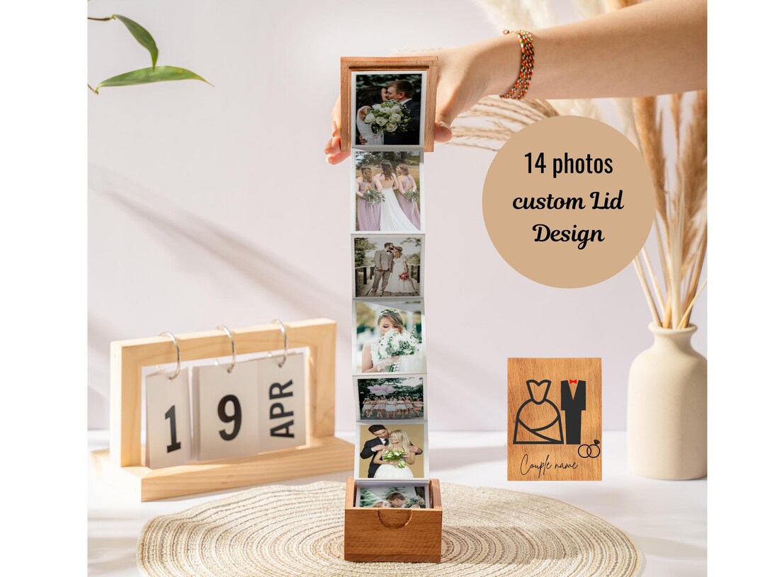 Custom Wedding Couple Pull Out Photo Box Customizable Keepsake Memory ...