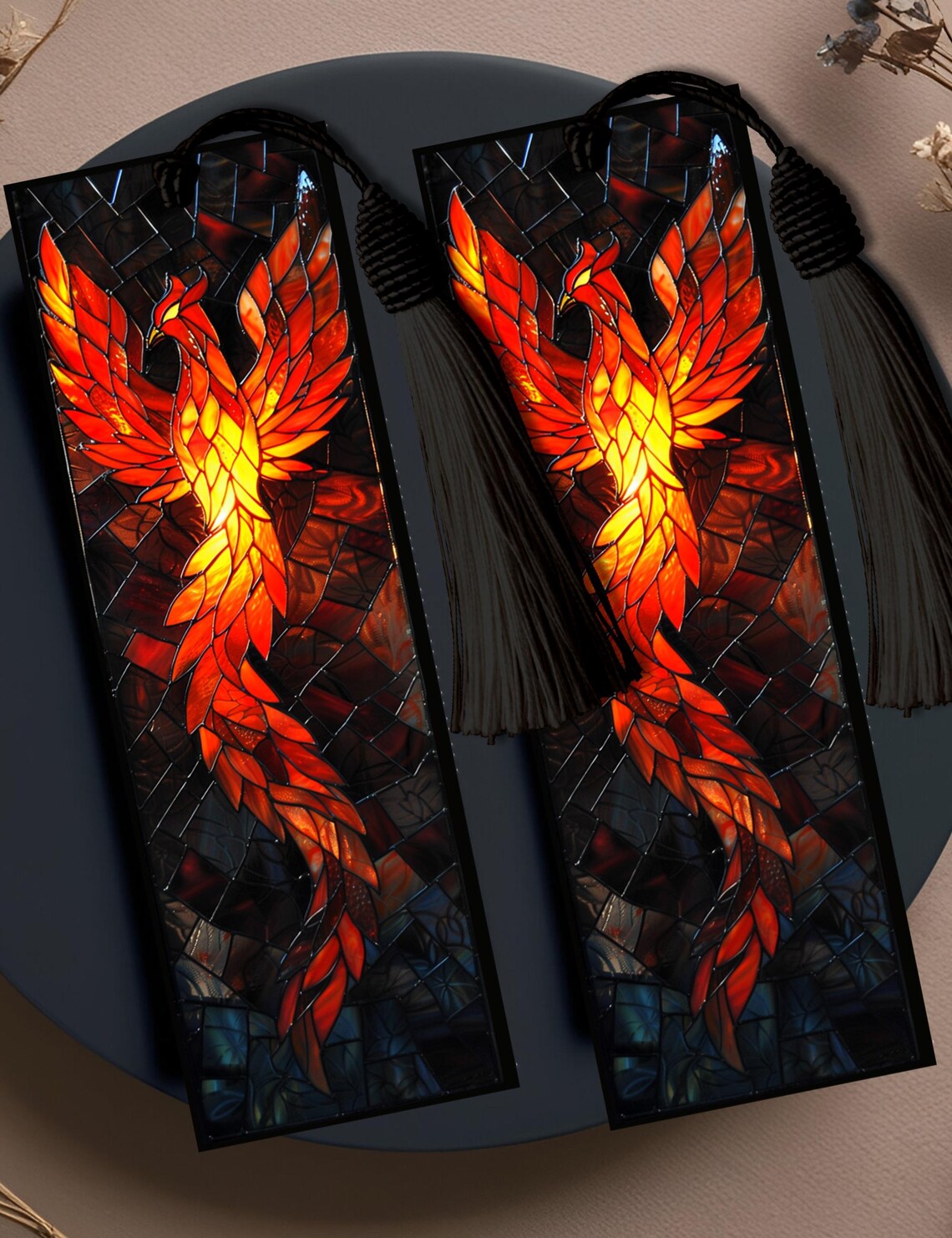 Phoenix Stained Glass Style Bookmark: Fantasy Bird Art, Unique Reading ...