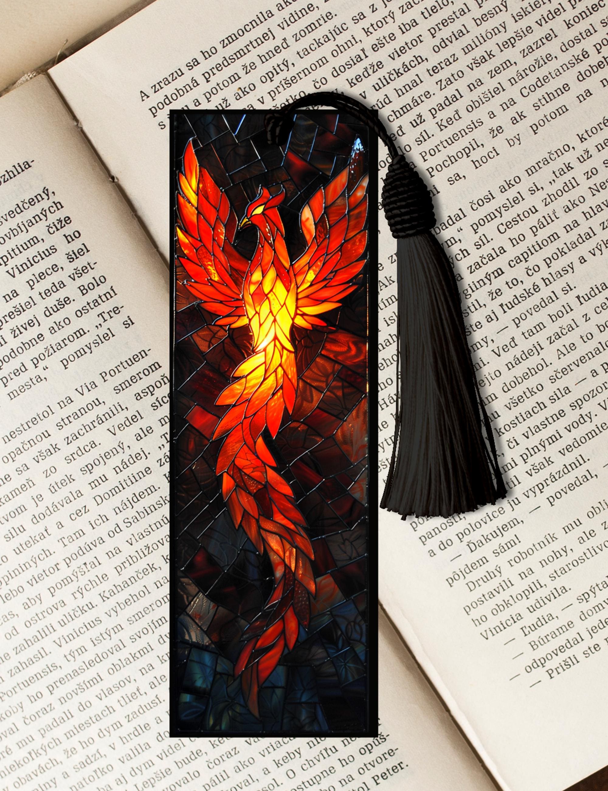 Phoenix Stained Glass Style Bookmark: Fantasy Bird Art, Unique Reading ...
