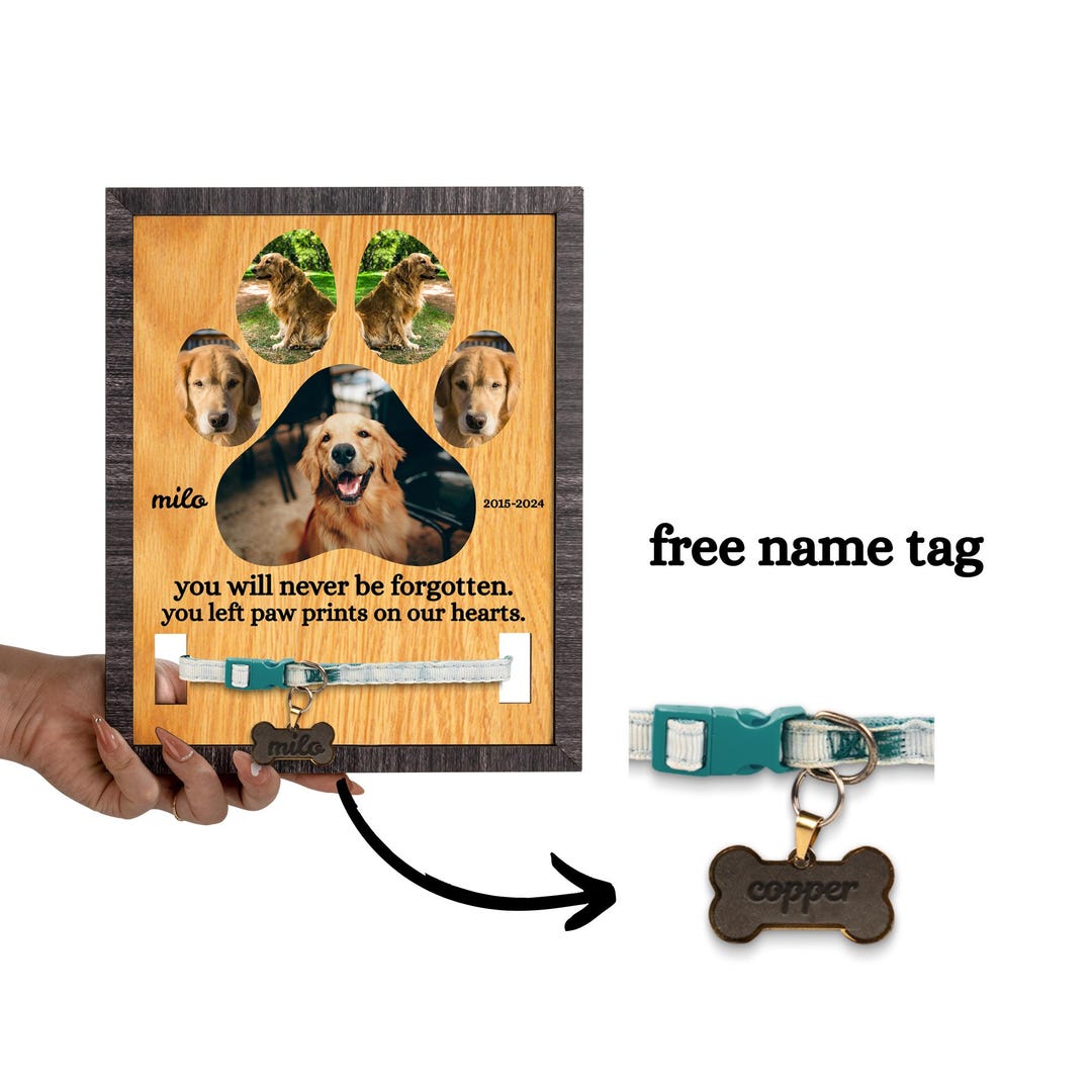 Custom Pet Memorial Sign With Photo & Collar Holder - Etsy
