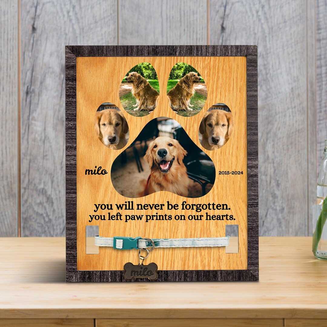 Personalized Dog Memorial Wood Frame With Collar Holder - Etsy