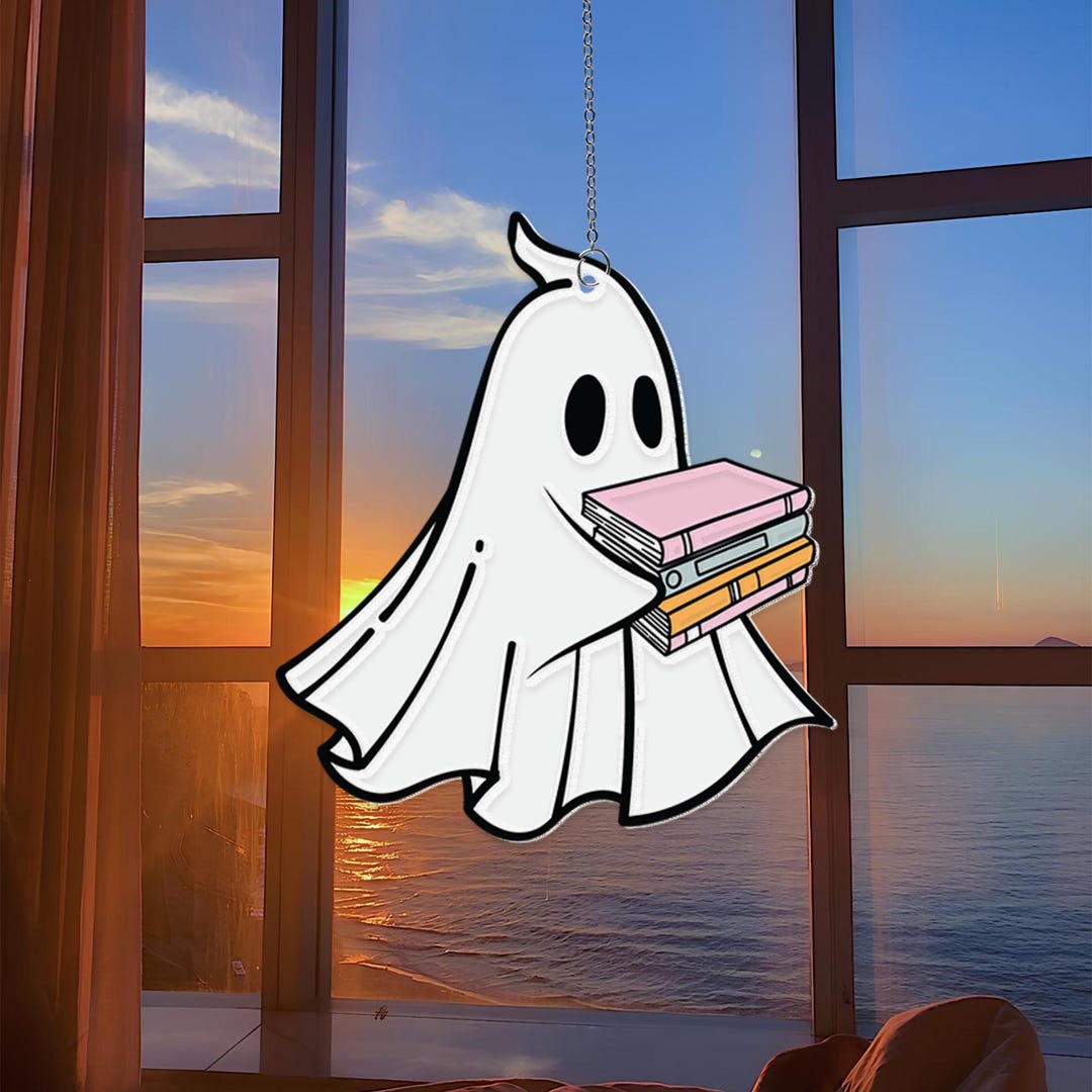 Cute Ghost Book Suncatcher,acrylic Suncatcher Haning Decor, Pendant ...