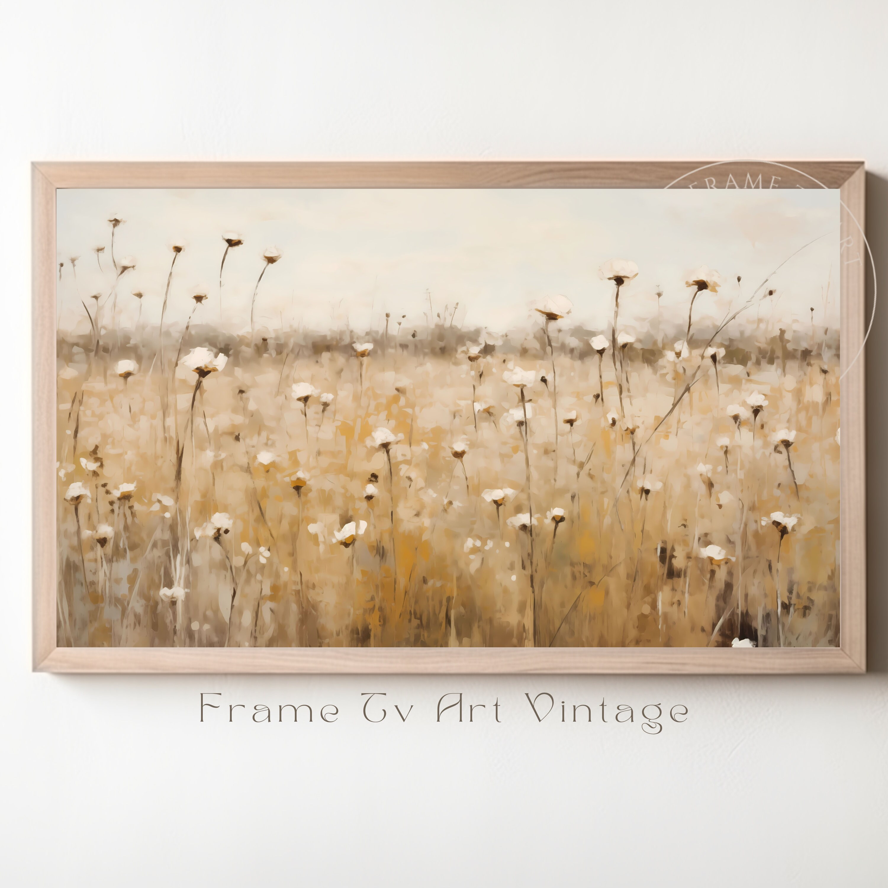 Printable Wildflower Field, Landscape Oil Painting, Frame TV Art ...