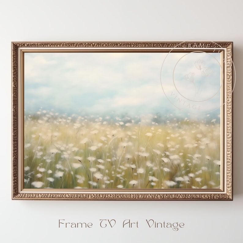 Printable Wildflower Field, Frame TV Art Vintage, Vintage Painting ...