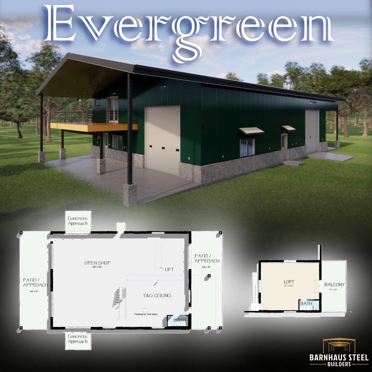 The Evergreen Barndominium Shop With Studio Loft: 45 X 95 Footprint ...