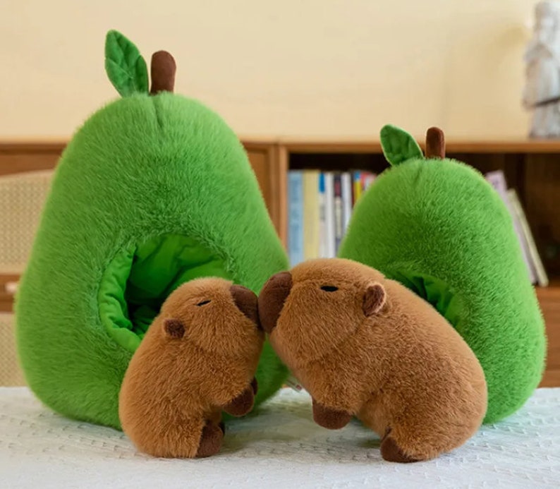 Kawaii Cuddly Soft Avocado Capybara Plush Pillow Adorable and ...