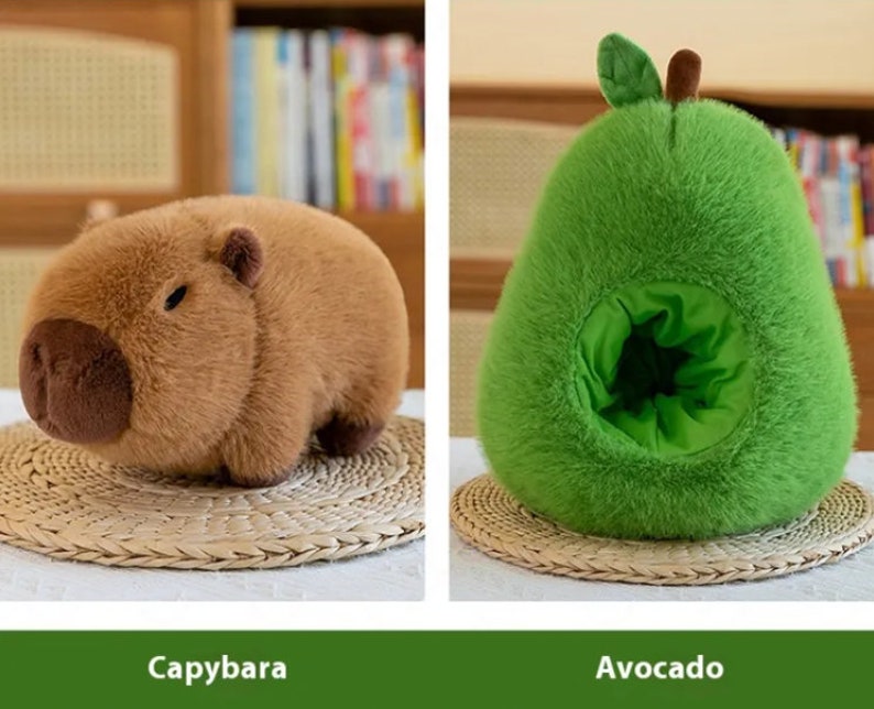 Kawaii Cuddly Soft Avocado Capybara Plush Pillow Adorable and ...
