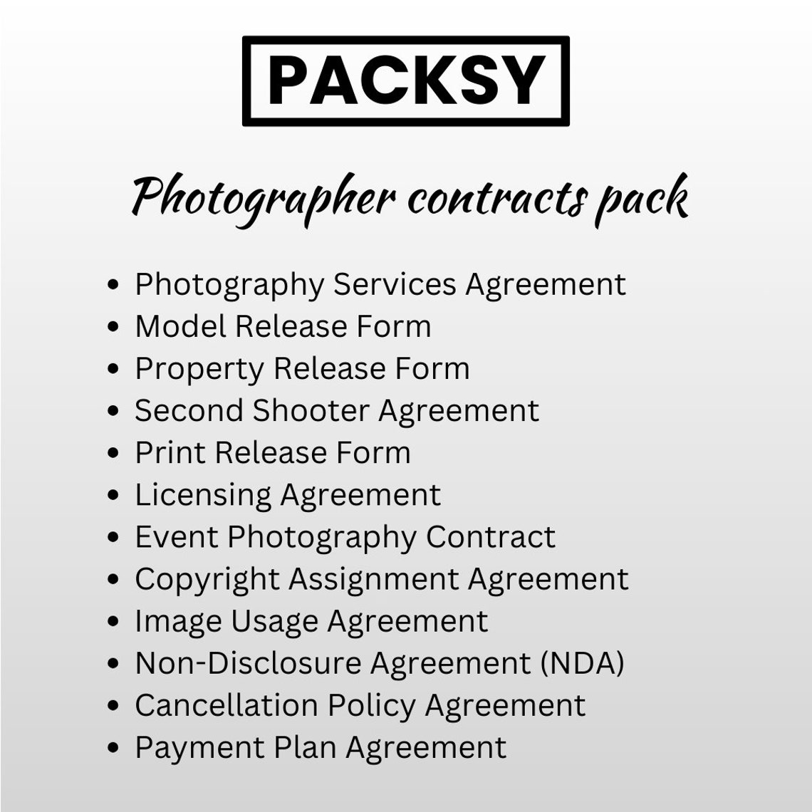 Photographer Contract Template Pack - Model Release Form, Event ...