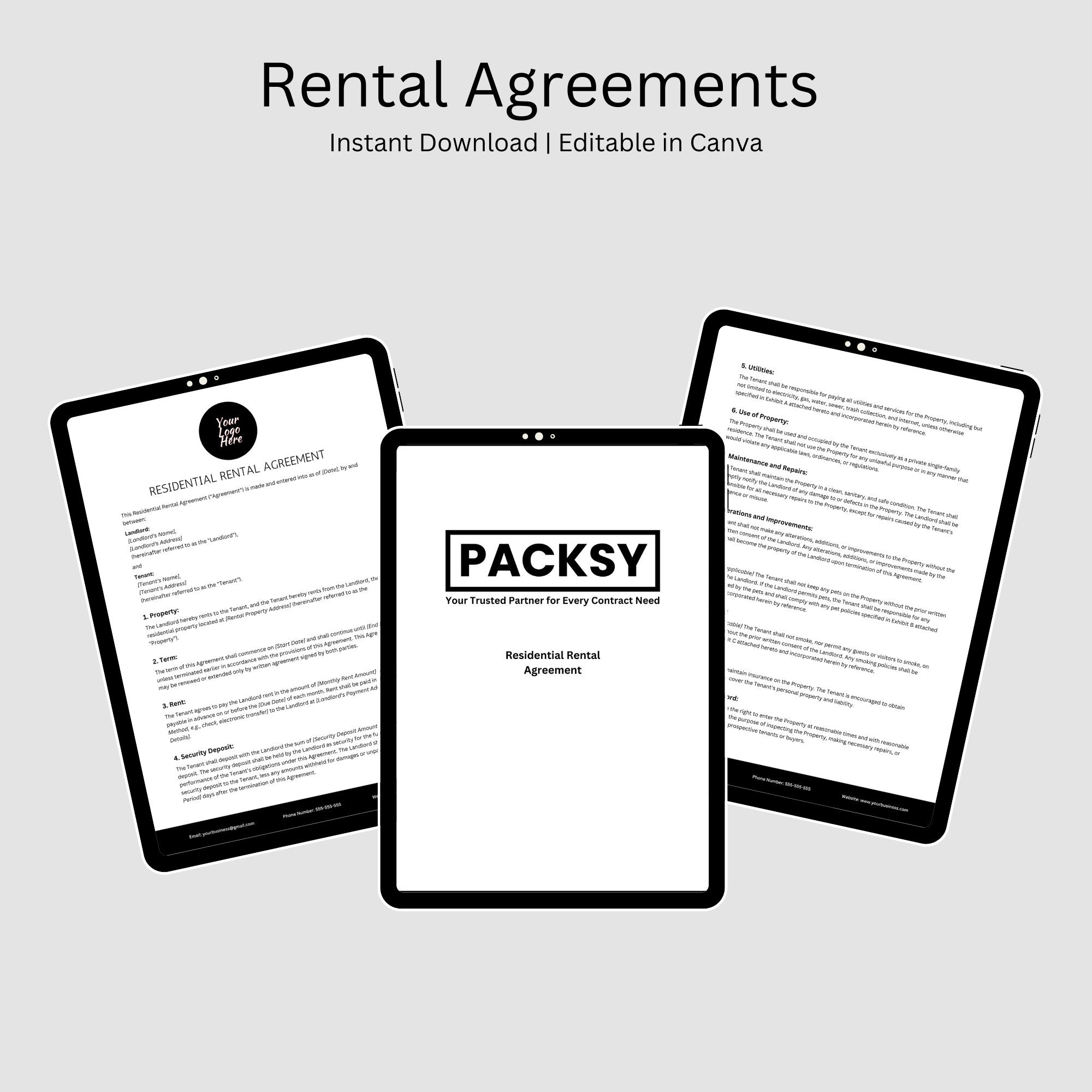Landlord Digital Contract Template Bundle - Rental Agreements, Rental ...