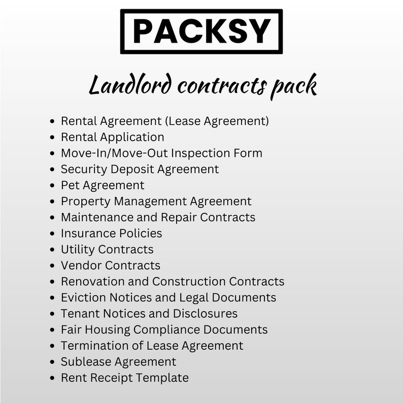 Landlord Digital Contract Template Bundle - Rental Agreements, Rental ...