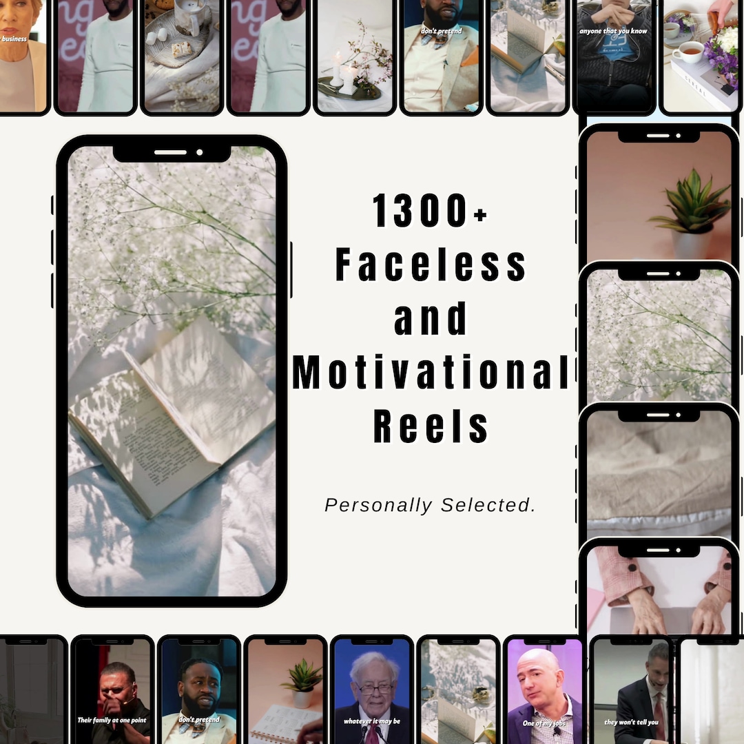 1300+ Faceless Reels and Motivational Reels! Minimalist Faceless ...