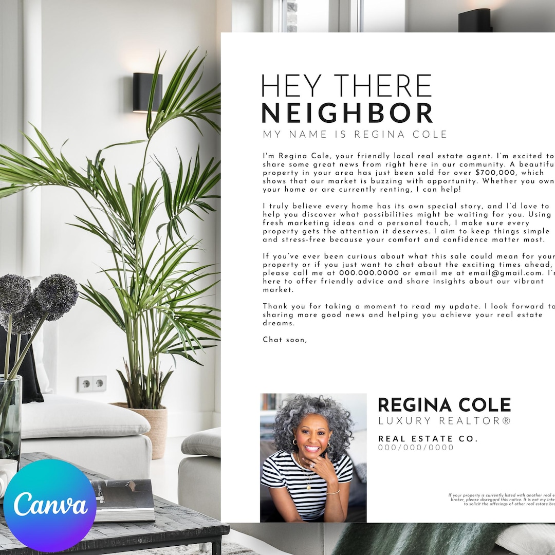 Real Estate Just Sold Letter, Realtor Letter Template, Real Estate ...