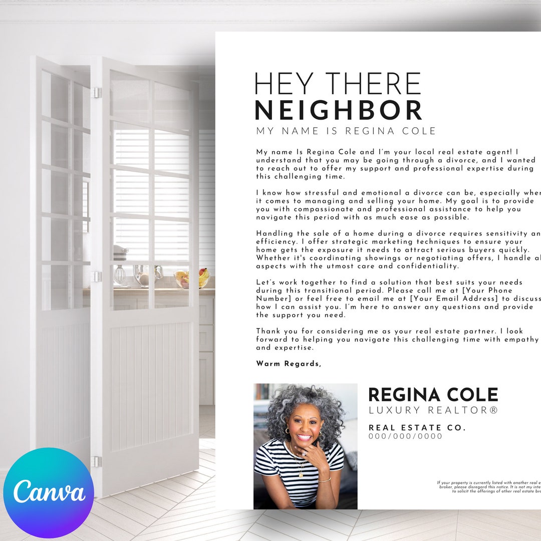 Divorce Real Estate Letter, Divorce Letter, Realtor Marketing, Real ...