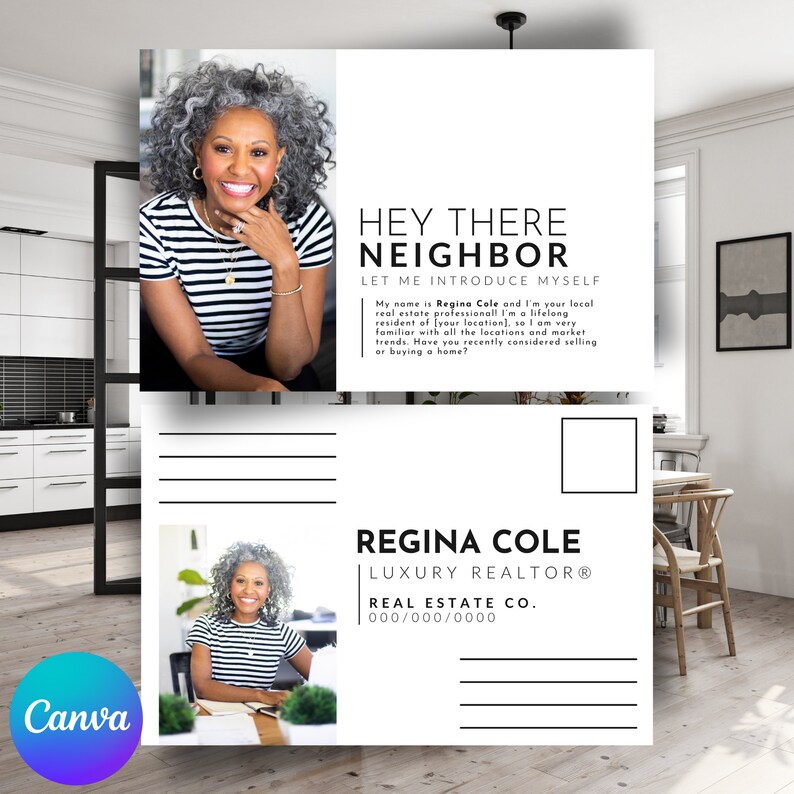 Real Estate Agent Introduction Postcard, Realtor Postcard, Editable ...