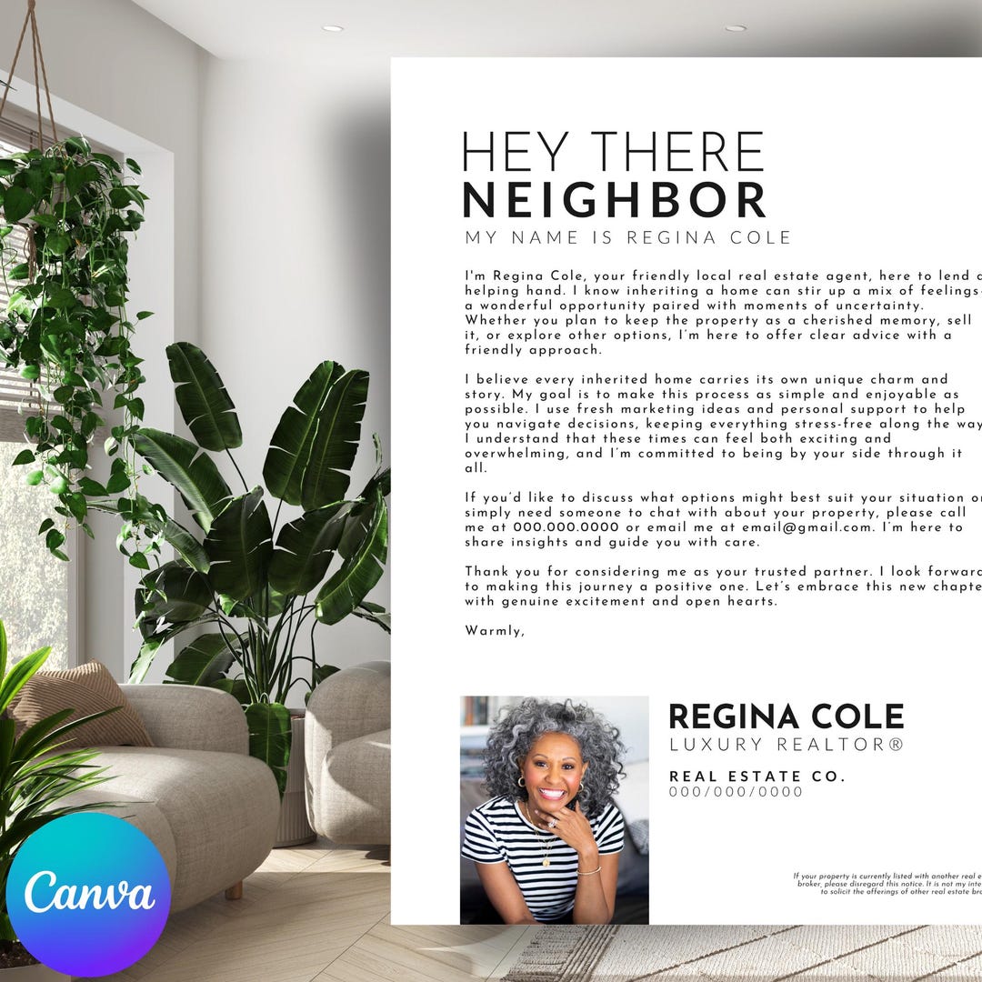 Recently Inherited Letter, Letter Template, Real Estate Letter ...