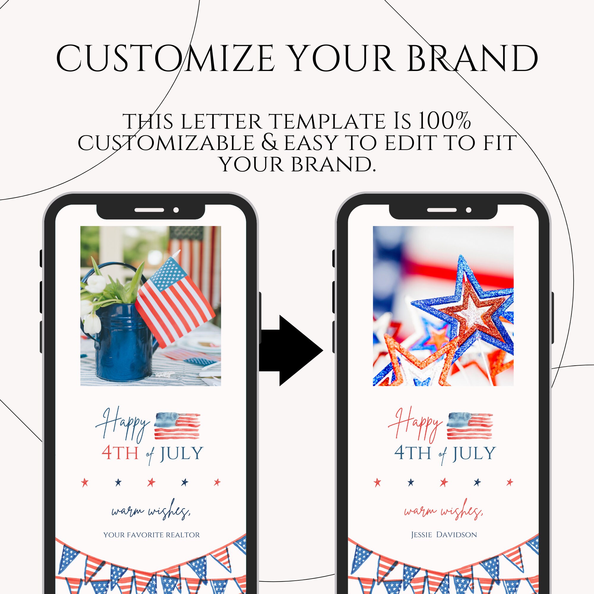 Digital Real Estate Card, Happy 4th Text, Fourth of July, Realtor ...