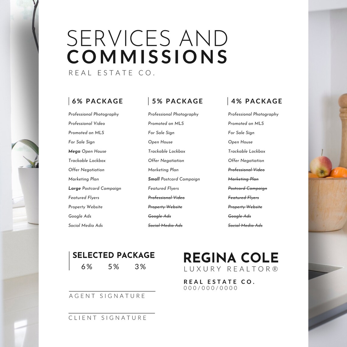 Real Estate Commission Sheet Template, for Listing Presentation, Real ...