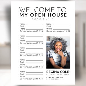 Real Estate Open House Sign-in Sheet, Open House Sheet, Real Estate ...