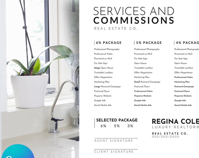 Editable Real Estate Commission Sheet, Realtor Marketing, Listing ...