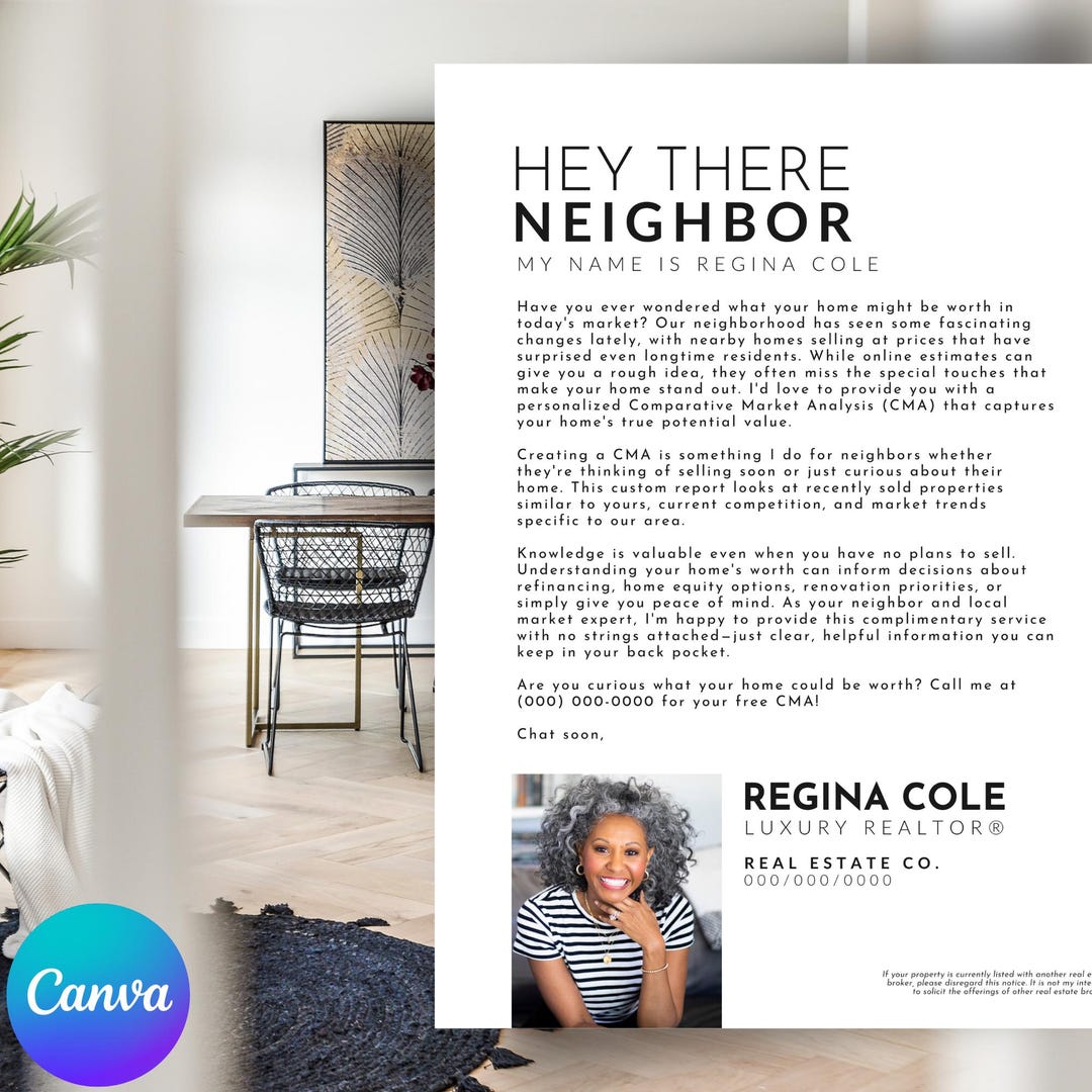 CMA Letter Template, Realtor Prospecting Letter, Real Estate Market ...